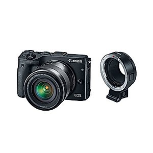 Canon EOS M3 Mirrorless Camera Kit with EF-M 18-55mm Image Stabilization STM Lens and Mount Adapter EF-EOS M - Wi-Fi Enabled (Black)