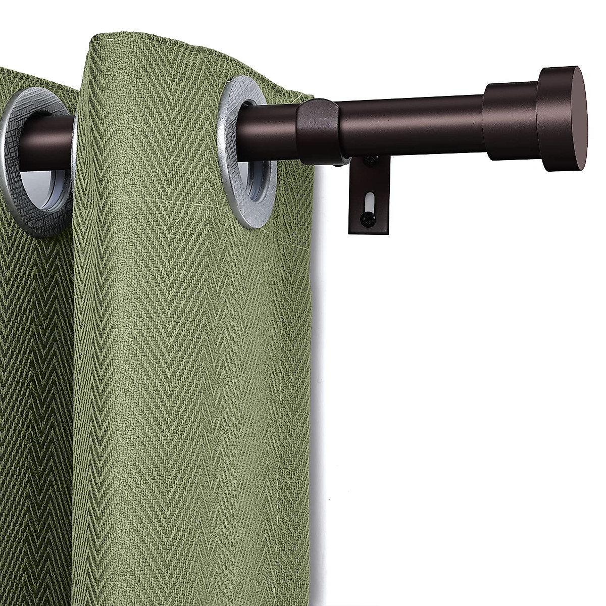 Briofox Bronze Curtain Rods for Windows 28 To 48 Inch, 1 Inch Heavy Duty Adjustable Curtain Rod With Modern Decorative End Cap Finials WIth Brackets【NOT TENSION ROD】