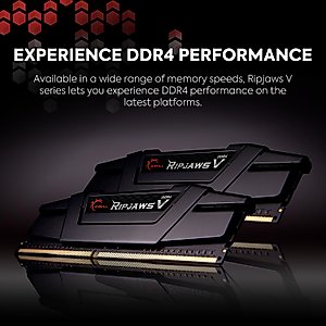 G.SKILL Ripjaws V Series (Intel XMP) DDR4 RAM 64GB (4x16GB) 3200MT/s CL16-18-18-38 1.35V Desktop Computer Memory UDIMM - Black (F4-3200C16Q-64GVK)