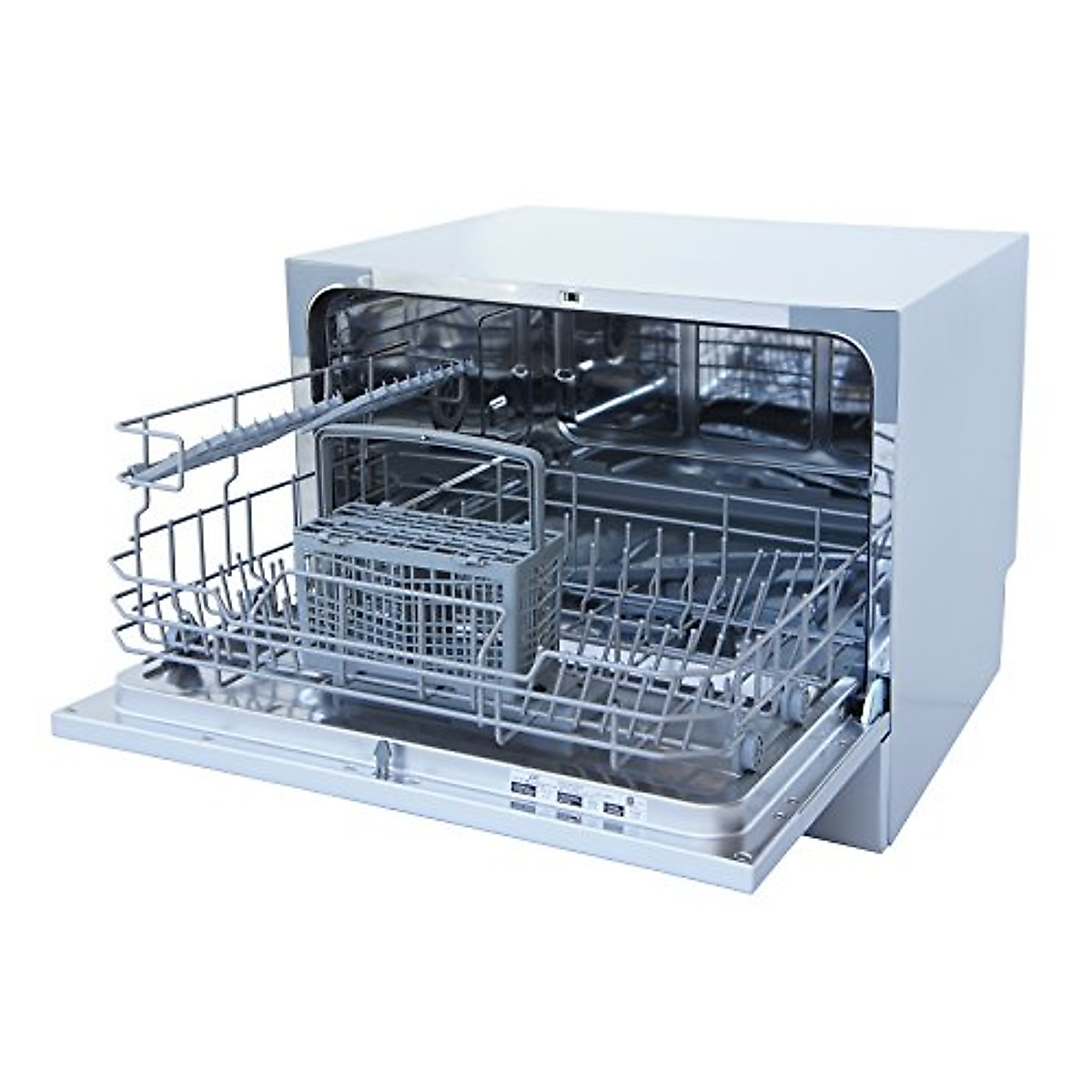 SPT SD-2225DS Compact Countertop Dishwasher/Delay Start Energy Star Portable Dishwasher with Stainless Steel Interior and 6 Place Settings Rack Silverware Basket/Apartment Office Home Kitchen, Silver