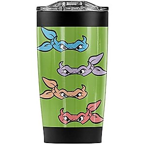 Logovision Teenage Mutant Ninja Turtles TMNT Masks Stainless Steel 20 oz Travel Tumbler, Vacuum Insulated & Double Wall with Leakproof Sliding Lid
