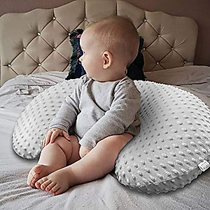 OWLOWLA 2Pack Nursing Pillow Cover White&Khaki Nursing Pillow Covers Set Breastfeeding Pillow Slipcover Fits Naked Nursing Pillow for Baby Boy Girl(White/Khaki)