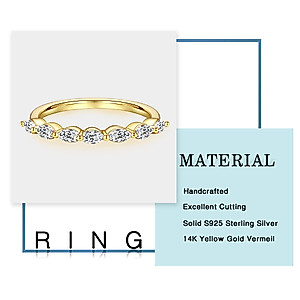 MOOSEA Versailles Moissanite Wedding Band for Women, D Color VVS1 Clarity Lab Created Diamond Rings 14K Yellow Gold Vermeil Floating Marquise Moissanite Anniversary Rings for Women Mom Wife Gifts