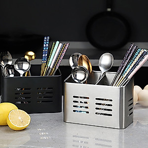 AItaf Utensil Holder Utensil Drying Rack Stainless Steel Utensil Holder Utensil Drying Rack Metal Utensil Caddy Utensil Holder Canister Stainless Steel Kitchen Utensils Holder for Home Restaurant