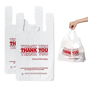 JShlpiar Thank You Plastic T-Shirt Bags (350 Count) (11.5”x 6.5" x 21”)(White), To Go Bags, Grocery Bags, Restaurants Bags, Shopping Bags, Merchandise Bags, Take Out Bags in Bulk