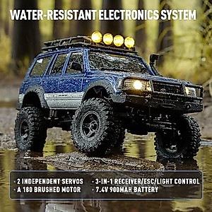 BEEZRC FMS RC Crawler 1/18 FCX18 Land Cruiser LC80 RTR Toyota Licensed 4WD RC Rock Truck 2.4Ghz 900mAh Hobby Grade RC Car Model Mini Remote Control Car Off Road Vehicle FMS11831RTRBU(Blue)