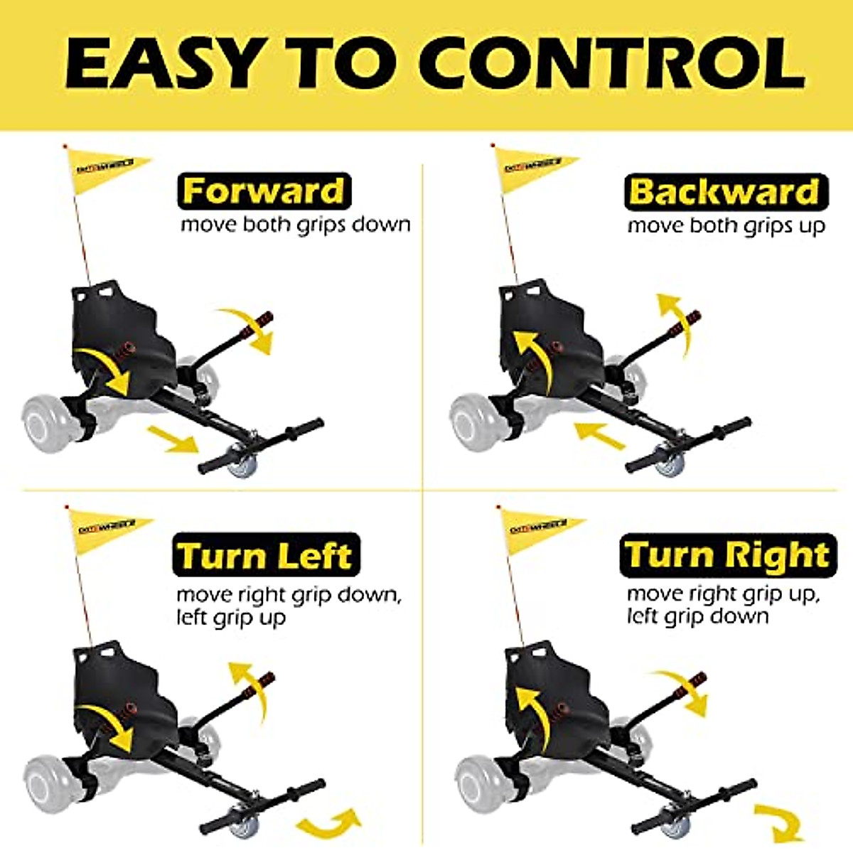 Adjustable Hoverboard Car Style Holder for 6.5" 8" 10" Two Wheel Self Balancing Scooter with 4 Length Adjustments (Balance Board Not Included)