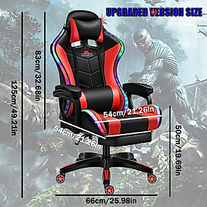 TBQATNTS Gaming Chair with Speakers,Led Gaming Chair,Ergonomic Pro Gaming Chair with Full Massage Lumbar Support Bluetooth Speakers Backrest Adjustable/Gaming Chairs for Adults,Black