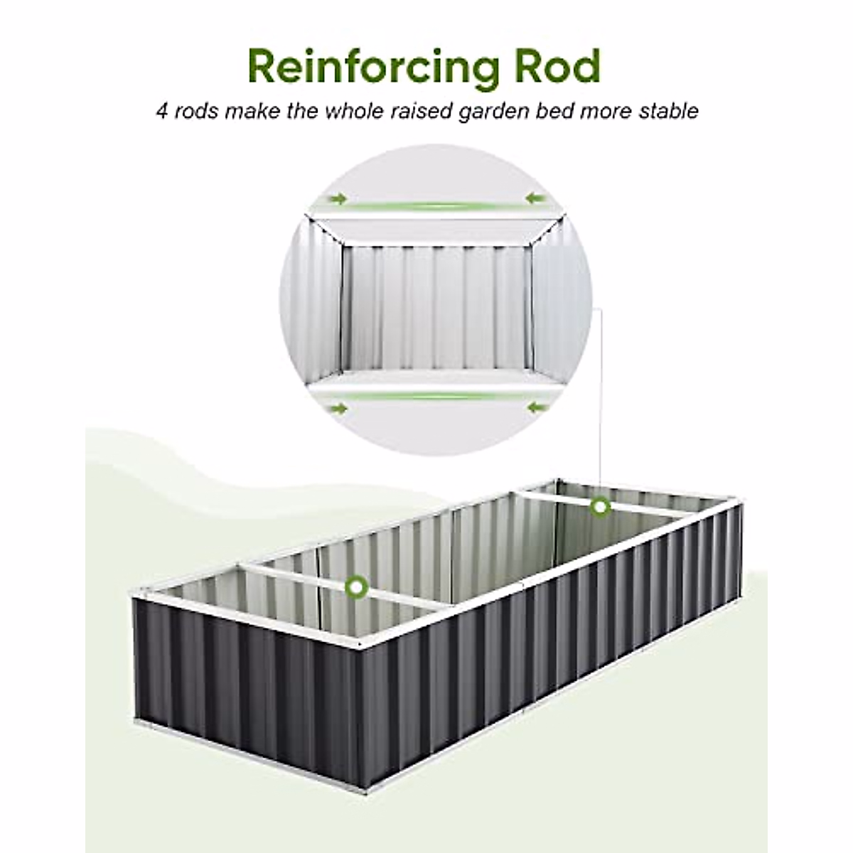 KING BIRD 101"x 36"x 18" Galvanized Raised Garden Bed 2 Installation Methods for DIY Outdoor Heightened Steel Metal Planter Kit Box for Deep-Rooted Vegetables, Flowers, Large Raised Bed Kit(Dark Grey)