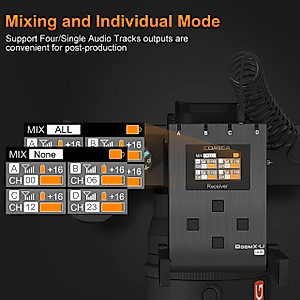 comica BoomX-U Qua 4-Channel UHF Wireless Lavalier Lapel Microphone System, 4 Audio Tracks Individual Output, Noise Cancellation, Monitor, 394' Range, Lav Mic for Camera, iPhone, Android, PC, etc