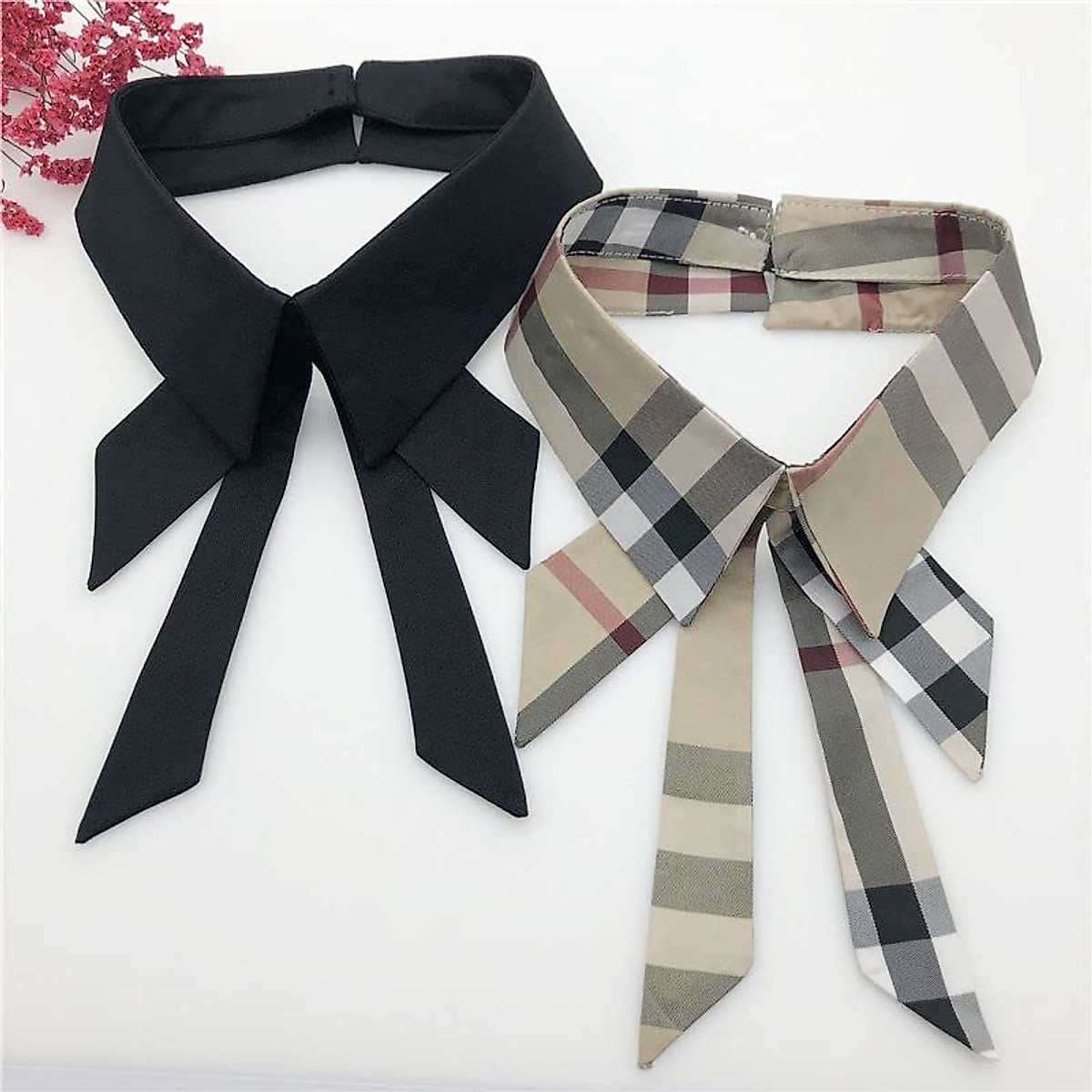 Vpang Detachable Fake Collar Lapel Plaid Blouse False Collar Choker Peter Pan Necklace Neck Bow Tie (Plaid)