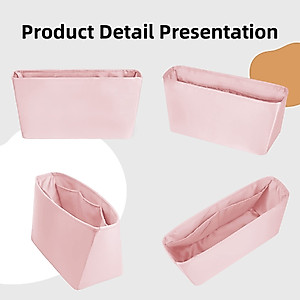 DGAZ Purse Organizer Insert Fits LV Neverfull Mini/PM/MM/GM Bags，Silk Bag Organizer，Luxury Handbag & Tote Shaper（MM, Pink）