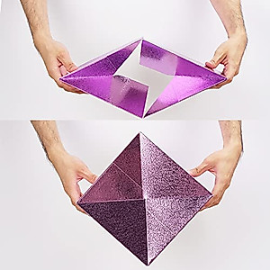 WholeMy Glossy Purple Gift Boxes 10 Pack 8x8x4 Inches, Holographic Gift Boxes with Lids, Gift Boxes for Presents, Bridesmaid Proposal Box - for Wedding, Birthday, Party, Crafting, Anniversary, Christmas