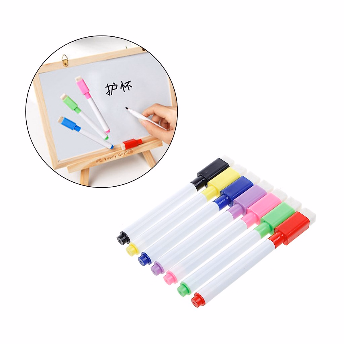 Forgun 5Pcs Whiteboard Pen Erasable Dry White Board Markers Black Ink Fine Size Nip