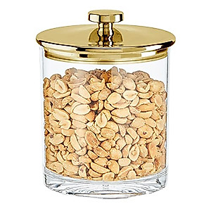mDesign Small Acrylic Apothecary Jars with Airtight Lids, Organizer Canister Jar Set for Kitchen, 37 oz., Food Storage Container for Pantry and Counter, Lumiere Collection, 4 Pack, Clear/Soft Brass