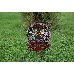 Lily's Home Metal Gazing Ball Stand for 10 or 12 inch Metal and Glass Garden Gazing Globes. 5.5" Tall (Dragonfly)