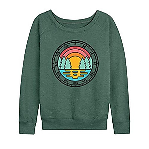 Instant Message - Compass Forest Sunset -Women's French Terry Pullover - Size 2X