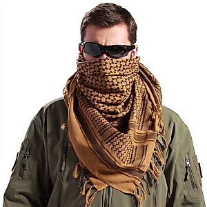 FREE SOLDIER 100% Cotton Military Shemagh Tactical Desert Keffiyeh Head Neck Scarf Arab Wrap(White)