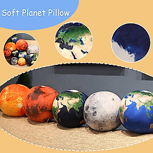 ELAINREN Super Cute Moon Plush Soft Pillow, Learning Science Astronomy Space Solar System Educational Stuffed Blue Planet Toys-10.6Inch