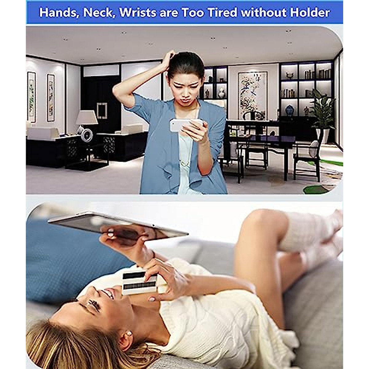 bodbop Cell Phone Stand for Desk Mobile Phone Holder Desktop Cell Phone Bracket Desk Foldable Phone Support Dock Compatible with iPhone Pro Max Plus Android Smartphone Stands Tabletop Holders (White)