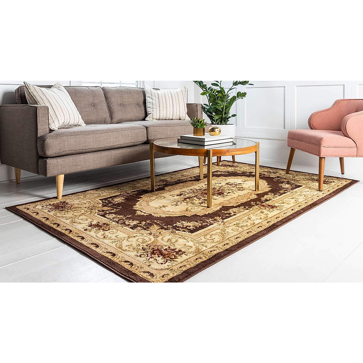 Unique Loom Versailles Collection Traditional Classic Floral Motif Area Rug (2' 2 x 3' 0 Rectangular, Brown/ Ivory)