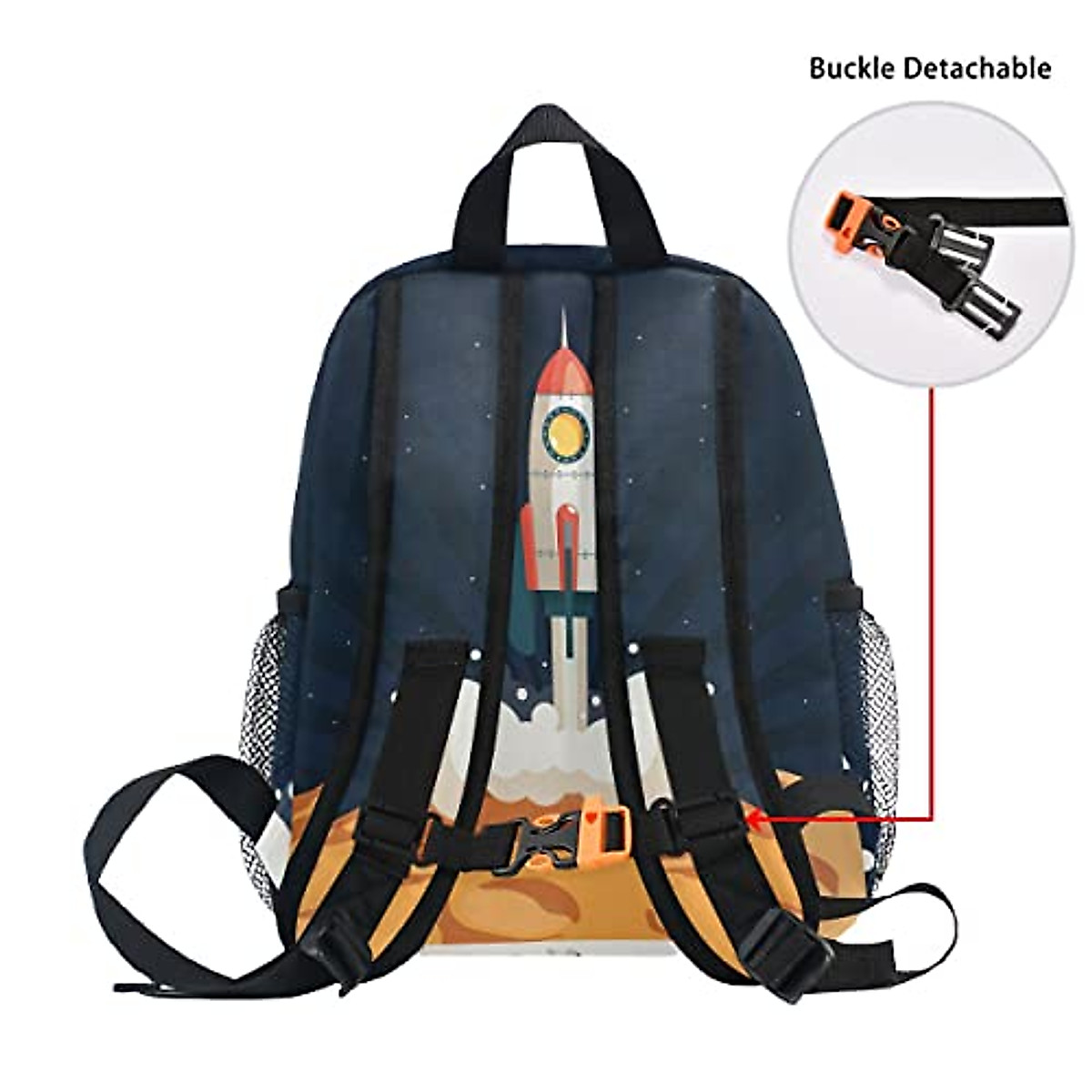 Glaphy Custom Kid's Name Backpack, Cartoon Rocket Toddler Backpack for Daycare Travel, Personalized Name Preschool Bookbags for Boys Girls