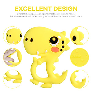 BBBiteMe Baby Teething Toys Silicone Dinosaur Baby Teethers for Babies 0-6, 6-12 Months, BPA-Free Teether Gifts Baby Shower Toy for Toddlers and Infants(Yellow)