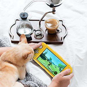 Protective Case Bundle for Nintendo Switch Lite, Tempered Glass Screen Protector, 4 Game Card Slots, Kick-Stand, Ergonomics Hand Grip, Shockproof, Anti-Scratch for Nintendo Switch Lite Case Yellow