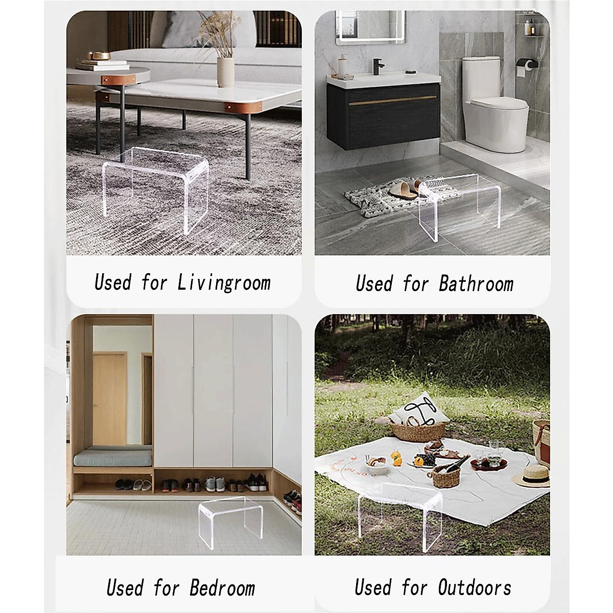 GETCK Acrylic Step Stool, 13.4 Inches Small Step Stool, Kids' Step Stool,Toilet Stool, Acrylic Stool,Plant Stand, Clear Footstool for Bathroom, Display Rack, Holds Up to 250lbs