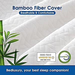 BEDLUXURY Mattress Topper Cover Removable (Cover Only) 3inch Queen Size Cool Mattress Protectors Washable with 18 inch Deep Pocket Bamboo Fabric with Zipper