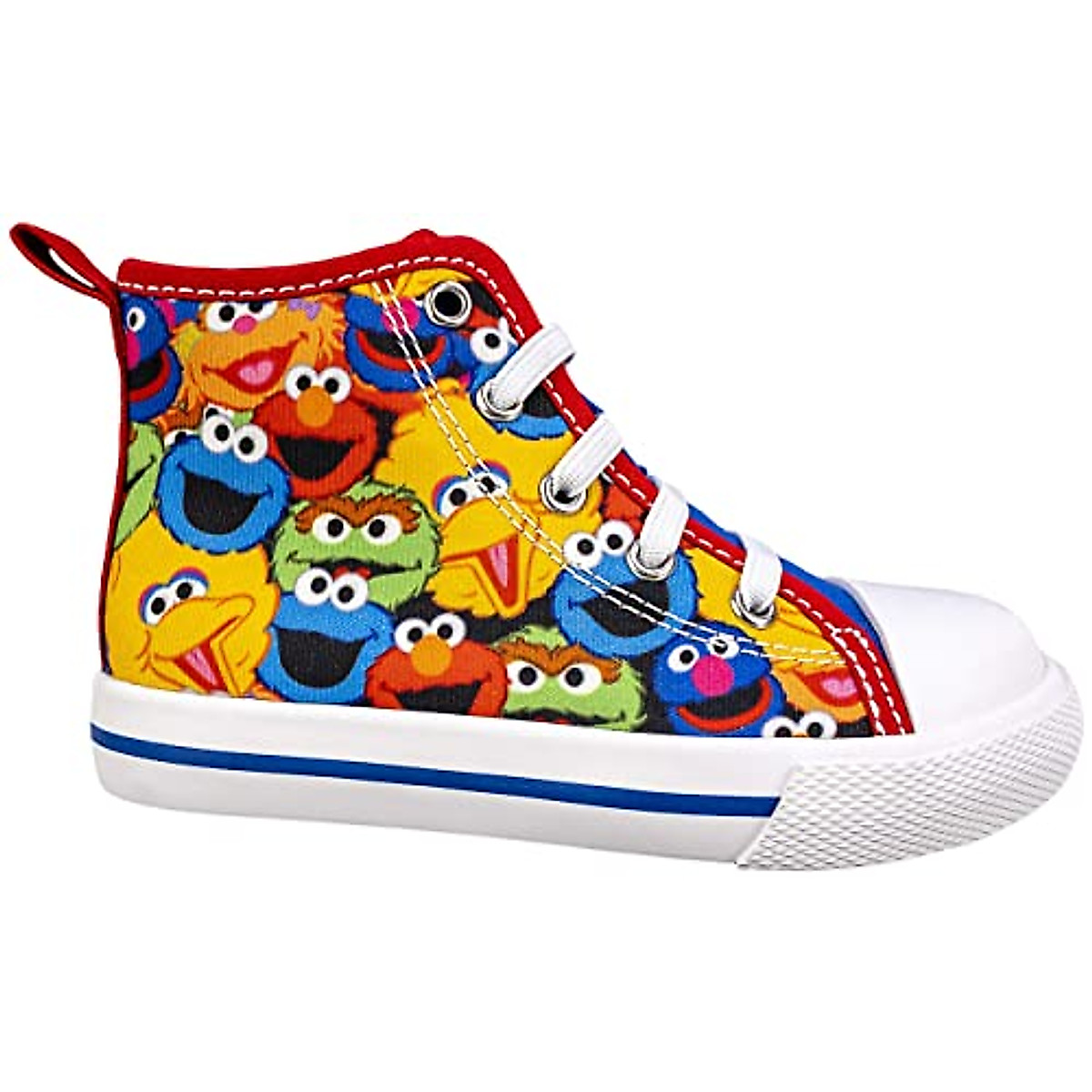 Sesame Street Elmo Shoes, Hi Top Sneaker with Laces, for Toddlers and Kids, Size 6 to 12 (Multi AOP, Numeric_7)