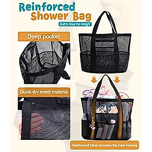 Alidor Large Capacity Mesh Shower Caddy Portable for College Dorm Room Essentials, 9-Pockets, Hanging Shower Tote Bag for Bathroom, Swimming, Beach, Fitness, Gym