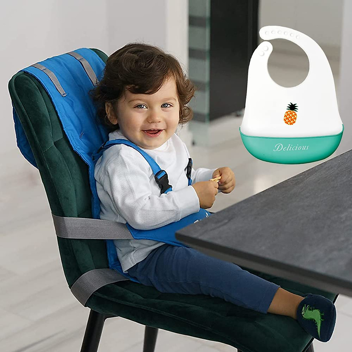 Matthew&Marie Portable Baby Chair Safety Seat Harness (Blue) Baby Safety Harness for Kids and Toddlers - Child Harness for Travel, Home, Restaurant - Universal Size - Color Blue