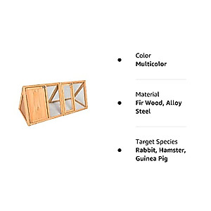 Ecolinear Rabbit Hutch Wooden Bunny Cage A-Frame Chicken Coop for Small Animals (46E)