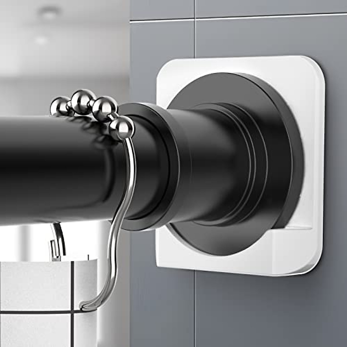 Shower Rod Holders for Wall, Adhesive Shower Curtain Rod Holder No Drilling, 2 Pack Waterproof Shower Rod Mount Retainer for Wall