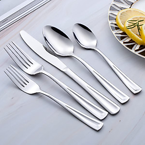 30-Piece Silverware Set for 6, GoGeiLi Stainless Steel Flatware Cutlery Set for 6, include Fork, Knife and Spoon Set, Mirror Finished