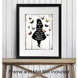 Rustic Home Decor, Alice Wonderland - 8x10 Photo - Shabby Chic Butterfly Wall Decor for Bedroom, Kids, Baby or Girls Room, Nursery Decor - Vintage Farmhouse Wall Art, Motivational Gift for Women