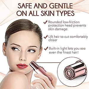 Facial Hair Removal for Women(Luxury), Hair Removal Device, GURELAX Womens Facial Hair Remover, Best Face Razors/Trimmer/Electric Shaver for Chin/Upper Lip/Peach Fuzz, Included 2 x Replacement Heads