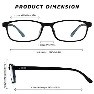 JEERO 2 Pack Blue Light Blocking Glasses - Lightweight Computer Glasses, Anti Eyestrain & UV Glare, TV/Phone/Gaming Eyeglasses for Women Men, Non-Prescription