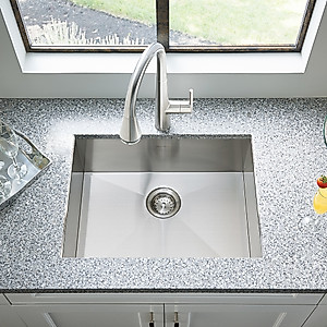 American Standard 18SB.9252211.075 Edgewater Zero Radius Dual Mount 25x22 Single Bowl w/Grid and Drain, Stainless Steel