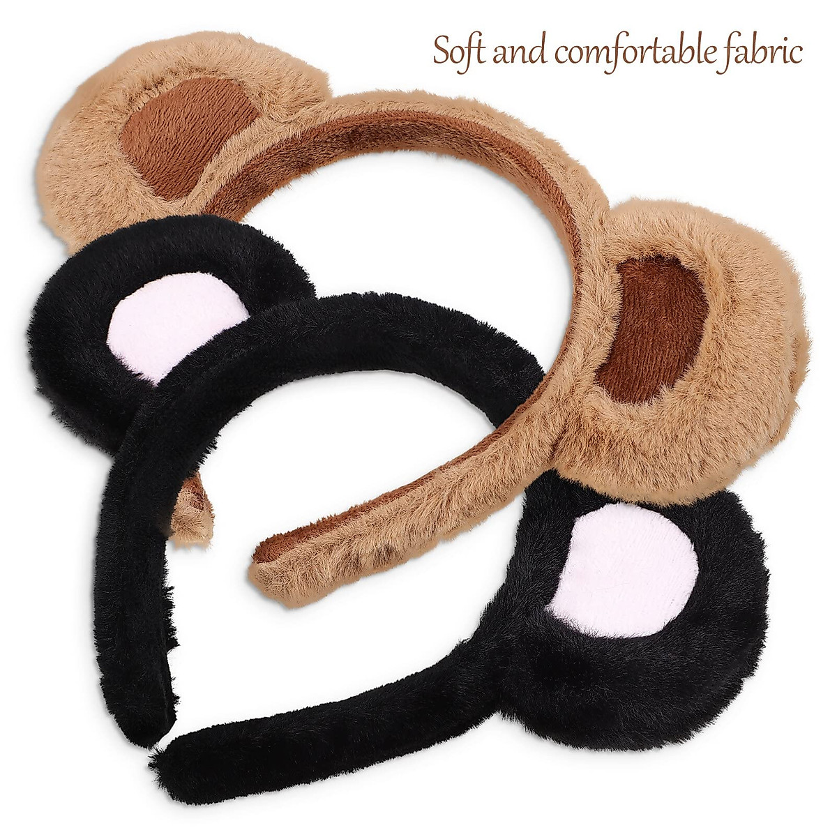 FRCOLOR Fluffy Headband 2 Pcs Bear Ears Headbands Cartoon Fluffy Bear Costume Headbands Animal Hairbands Halloween Christmas Cosplay Headdress Props for Party Creative Plush Headband