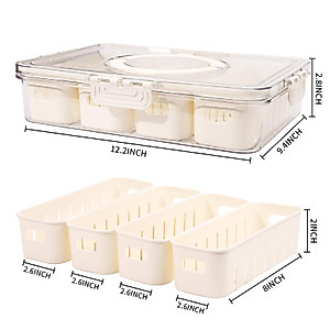 Artendjoon Divided Serving Tray with Lids, Handle&4Removable Colanders, Snackle Box Charcuterie Box, Kitchen Organizers and Storage, Snack Box, Meal Prep Containers Reusable, Snack Platters