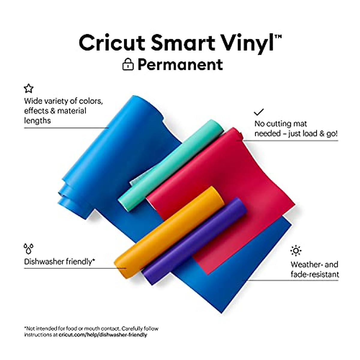 Cricut Smart Permanent Vinyl (13in x 3ft, Red) for Cricut Explore 3 and Maker 3, Create DIY Projects, Decals, Stickers & More, All-Weather & Fade-Proof, Ideal for Outdoor Use