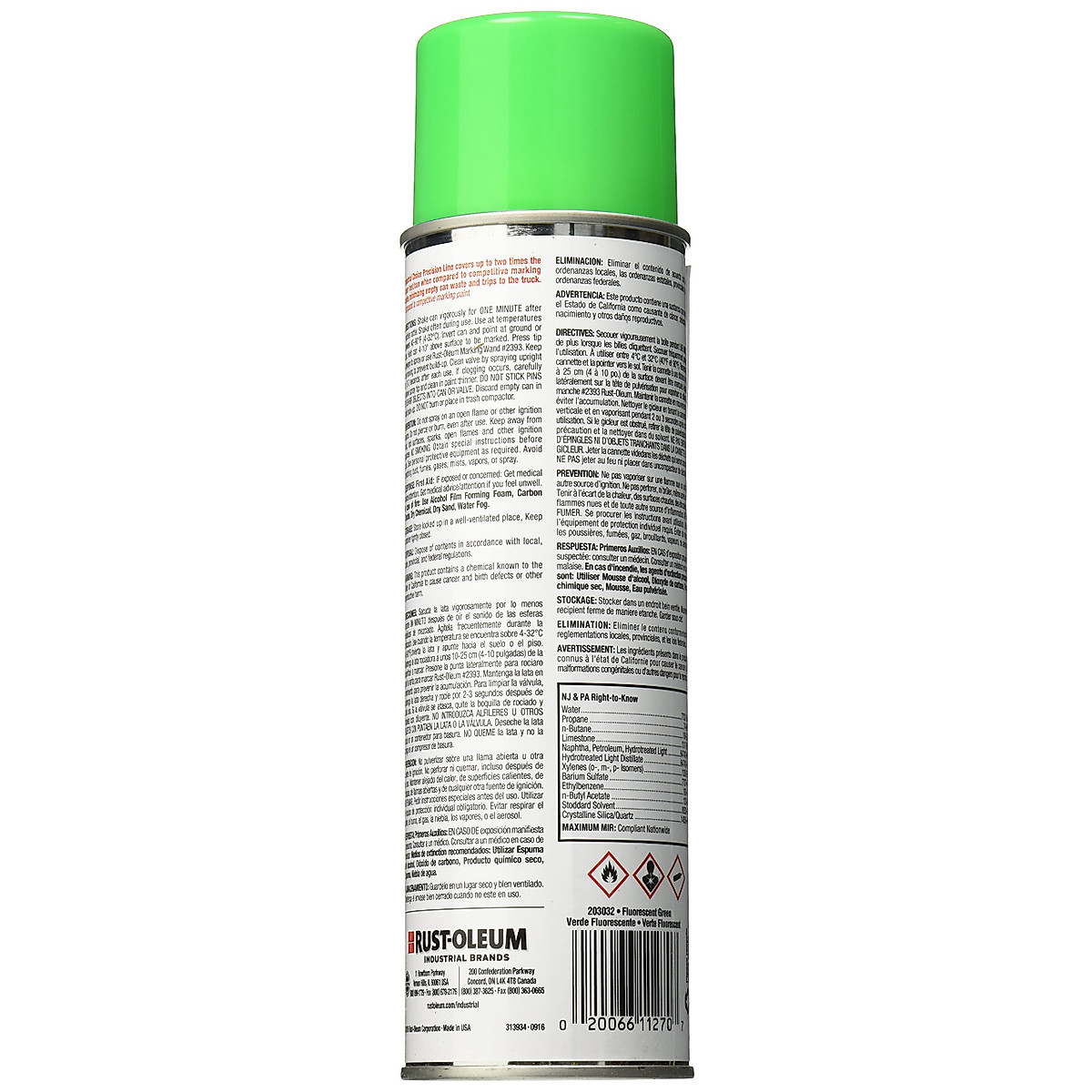 Rust-Oleum Corporation 203032 M1800 Fluorescent Green Gloss 17 OZ. Spray, 17 Ounce (Pack of 1)