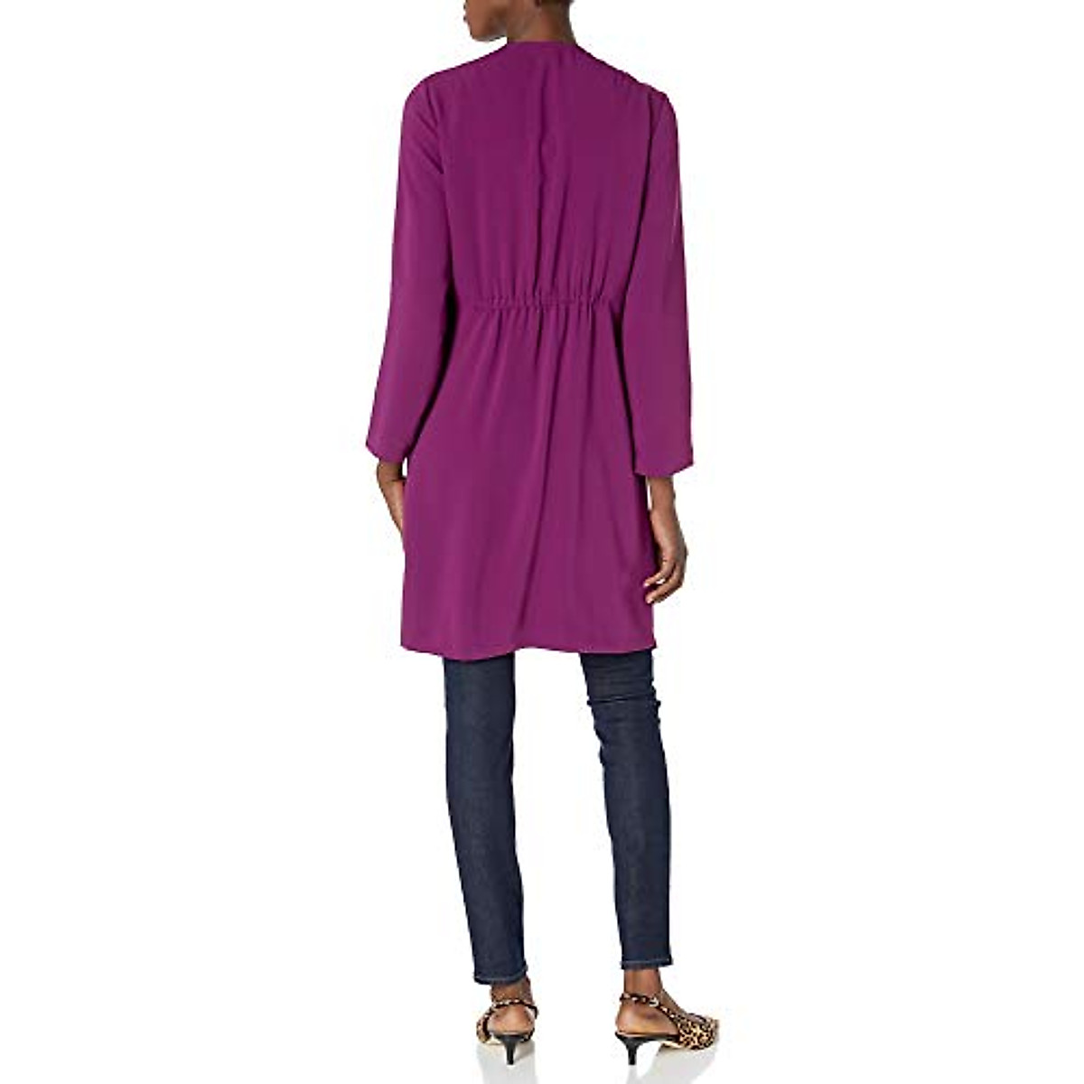 NINE WEST Women's Soft Crepe Duster, Wild Plum, L