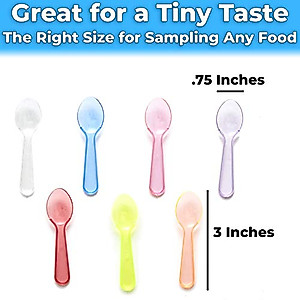 Extra Sturdy, BPA Free 500ct Plastic Tasting Spoons. Disposable Mini Tasters for Small Sampling or Individual Portions of Ice Cream, Sauces and Appetizers. Great for Food Trucks, Parties and Events.