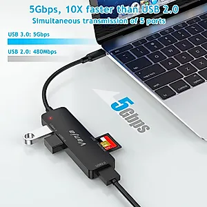 Vanja 2 in 1 USB 3.0 SD Card Reader Camera SD Card Adapter for SD, SDXC, SDHC, MMC, RS-MMC, Micro SD, Micro SDXC, Micro SDHC and UHS-I Cards (Black USB C 3.0)