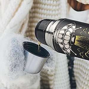 Water Bottle Ufo Sunset Retro Mug 16Oz Stainless Steel Insulated Tumbler Coffee Mug Travel Vacuum Cup 10.2x2.6 in