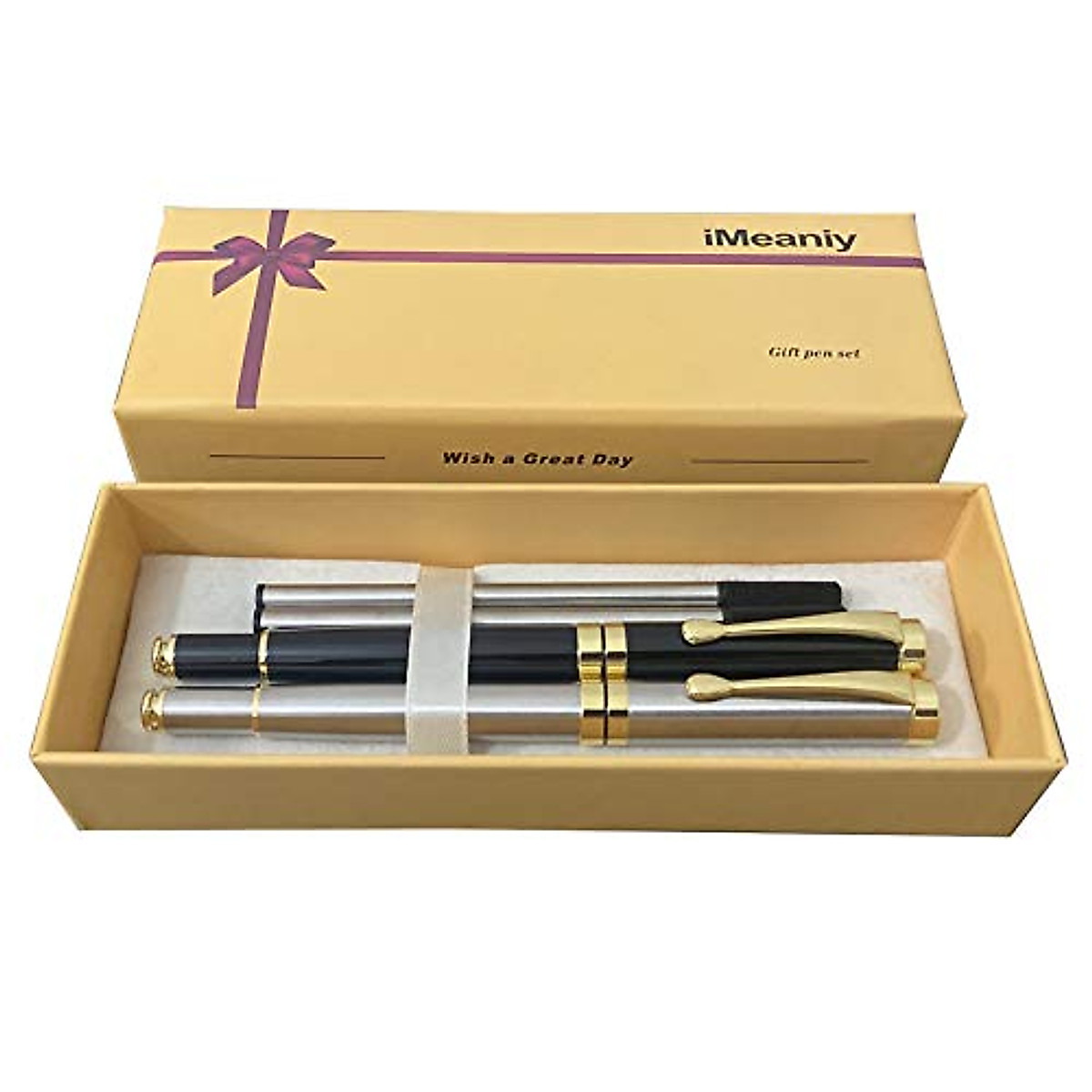 iMeaniy Luxury Ballpoint Pen Writing Set,Elegant Fancy Pens for Signature Colleague Students Boss,Executive Nice Pens for Business Birthday Gift with Gift Box,2 extra 0.5 mm refill(2 pens)