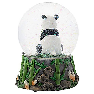 Elanze Designs Hugging Panda Bear Family 100MM Musical Snow Globe Plays Tune Born Free